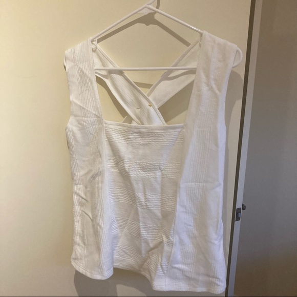 Anthropologie | Tops | White Cross Back Tank Top | Poshmark